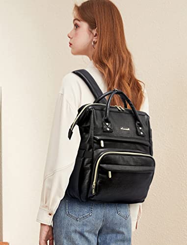 LOVEVOOK Black Backpack Purse for Women Fashion Leather Backpack for Work Travel Shopping Dating with USB Charging Port