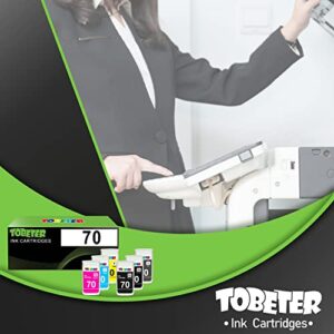 ToBeter Remanufactured Ink Cartridge Replacement for HP 70 HP70 C9448A C9449A C9451A C9405A C9453A C9454A, for DesignJet Z2100 Z3100 Z3200 Z5200 Z5400 Large Format Printers 6 Pack