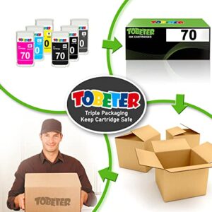 ToBeter Remanufactured Ink Cartridge Replacement for HP 70 HP70 C9448A C9449A C9451A C9405A C9453A C9454A, for DesignJet Z2100 Z3100 Z3200 Z5200 Z5400 Large Format Printers 6 Pack