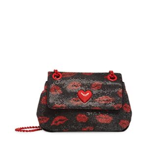 betsey johnson shine art convertible bag, red