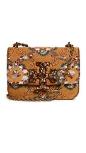 tory burch women’s eleanor brocade small shoulder bag, sunset bonfire, orange, floral, one size