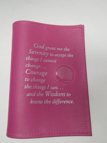 Alcoholics Anonymous AA Big Book Cover Serenity Prayer & Medallion Holder Pink