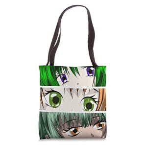 kawaii anime girls eyes japanese manga otaku anime tote bag