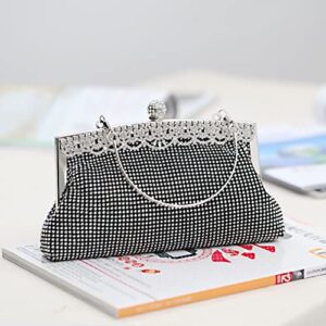 Rhinestone Clutch Bag Hobo Bag Women Shiny Purse Evening Handbag Underarm Shoulder Bags for Dinner Party Wedding(Black)