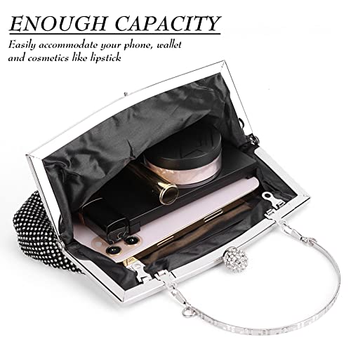 Rhinestone Clutch Bag Hobo Bag Women Shiny Purse Evening Handbag Underarm Shoulder Bags for Dinner Party Wedding(Black)