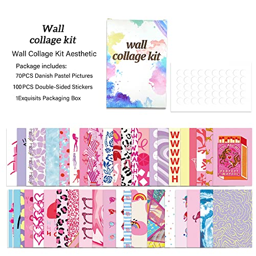 MATJOE 70pcs Wall Collage Kit Aesthetic Pictures- Western Photo Wall Collage Kit Prints 4x6 inch, Mini Posters Bedroom DIY Teen Girls Trendy Stuff Room Decor (Pink)