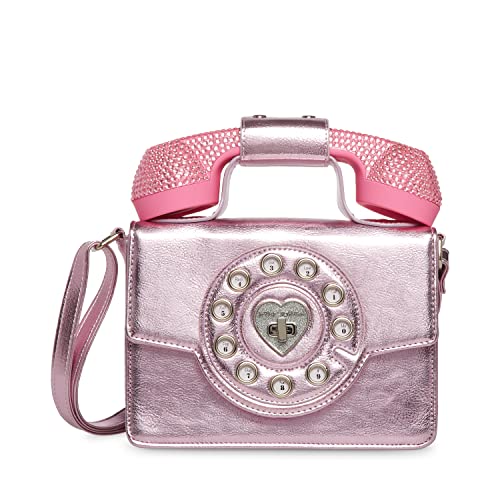 Betsey Johnson Womens Betsey Johnson Party Line Rhinestone Phone Bag, Pink, One Size US