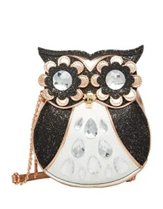 betsey johnson night owl bag crossbody, black