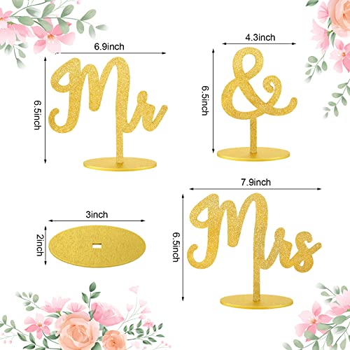 3 Pieces Mr and Mrs Sign for Wedding Table Wooden Letters Vintage Rustic Mr and Mrs Sign Gold Standing Mr and Mrs Letters for Sweetheart Table Photo Props