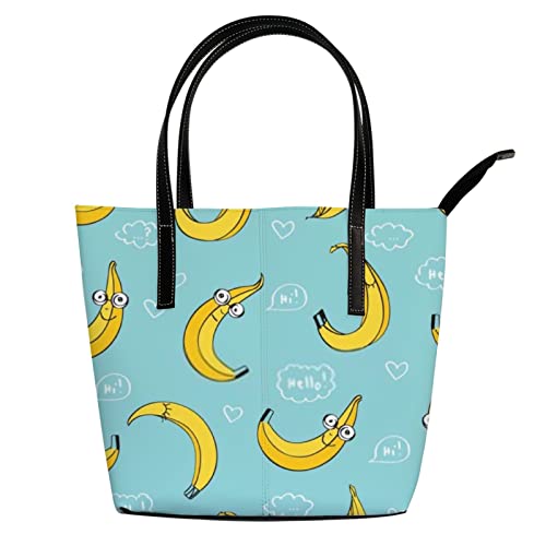 Fashionable women's handbag tote bag, Cute Bananas for Kidsprinted shoulder bag is light and durable