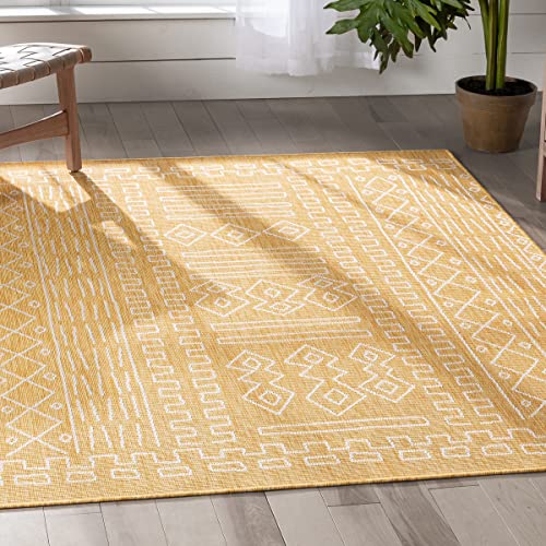 Well Woven Anze Indoor/Outdoor Tribal Pattern Yellow Area Rug (7'10" x 9'10")