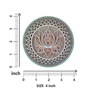 Mandala Coasters for Drinks,Doawbang Absorbent Ceramic Stone Coasters Set of 4 Cork Base Marble Art Cups Table Mats for Home Decor (Green)