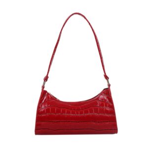 women new womens bag simple women crocodile single shoulder bag fashion handbag purses (red)