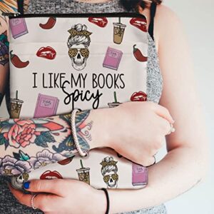 MAOFAED Smut Book Lover Gift Coffee Lover Gift I Like My Books Spicy and My Coffee ICY Book Sleeve Smut Reader Gift (Spicy and Coffee ICY)