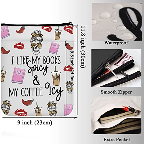 MAOFAED Smut Book Lover Gift Coffee Lover Gift I Like My Books Spicy and My Coffee ICY Book Sleeve Smut Reader Gift (Spicy and Coffee ICY)