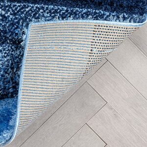 Well Woven Aphollo Light Blue Triangles Geometric Thick Soft Plush 3D Textured Shag Area Rug 8x10 (7'10" x 9'10")