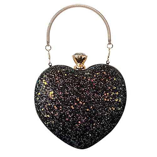 Heart Shaped Evening Purse Velvet Clutch Purse Solid Evening Bag, T-Black