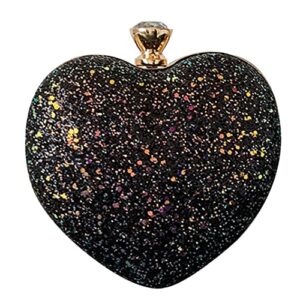 Heart Shaped Evening Purse Velvet Clutch Purse Solid Evening Bag, T-Black