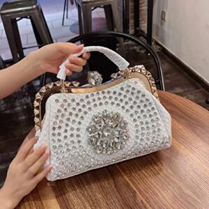 Shirt Luv Diamond Handbags for Women Purses Hobo Tote Bag Crossbody Bag genuine Leather Fashion Top Handle Satchel Evening Bags (White 3)