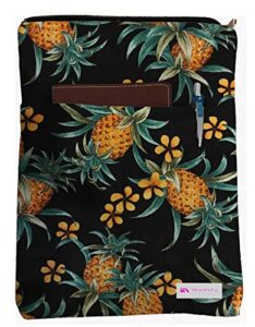 pineapple book sleeve – book cover for hardcover and paperback – book lover gift – notebooks and pens not included