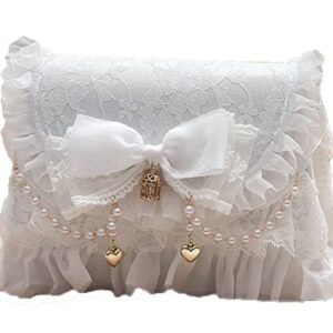 Topin Women's Kawaii Lolita Crossbody Bag Lace Pearls Clutch Casual Cosplay Party Handbag