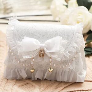 Topin Women's Kawaii Lolita Crossbody Bag Lace Pearls Clutch Casual Cosplay Party Handbag