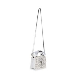 Betsey Johnson Party Line Rhinestone Phone Bag, Silver