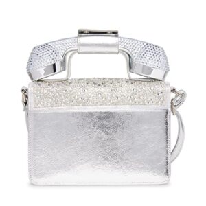 Betsey Johnson Party Line Rhinestone Phone Bag, Silver