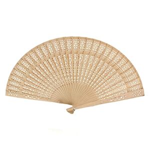 emvanv wooden folding fan, vintage foldable hand held fan chinese style hollow wooden wedding fan ornament for bridal dancing props church party (size:8 inches)