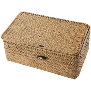 hausdec seagrass hand woven storage box storage box storage basket makeup organizer multipurpose container with lid