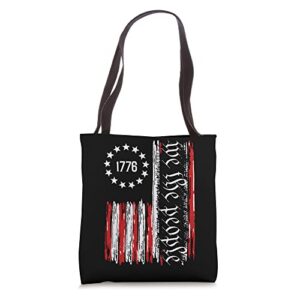 vintage old american flag patriotic 1776 we the people usa tote bag