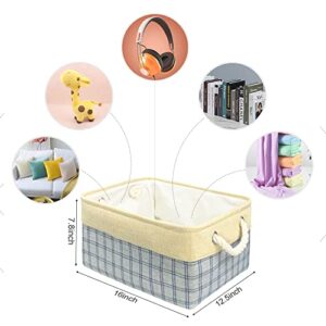 Large Storage Basket Fabric Storage Bins Basket for Organizing, Linen Closet Cloth Organizer Bins with Handles Collapsible Basket Organizers for Shelves Cabinet Towel Green