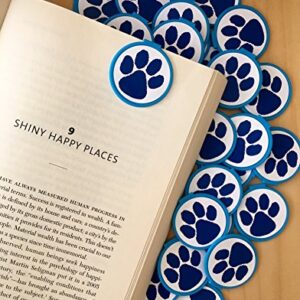 Blue Spirit Paw Print School Mascot Bookmarks - 36 Bulk Bookmarks for Kids Girl’s Boys- School Student Incentives – Library incentives – Reading Incentives - Classroom Reading Awards!