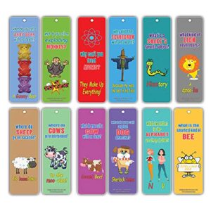 Kids Bookmarks Set (12 Pack)- Animal Silly Jokes Series 2 - Funny Hilarious Lion Sheep Laugh and Learn - Excellent Party Favors Teacher Classroom Reading Rewards and Incentive Gifts for Young Readers