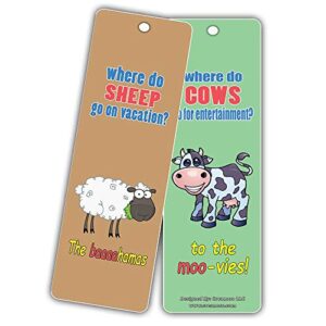 Kids Bookmarks Set (12 Pack)- Animal Silly Jokes Series 2 - Funny Hilarious Lion Sheep Laugh and Learn - Excellent Party Favors Teacher Classroom Reading Rewards and Incentive Gifts for Young Readers