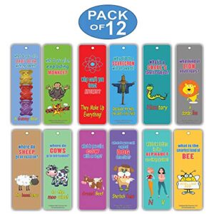 Kids Bookmarks Set (12 Pack)- Animal Silly Jokes Series 2 - Funny Hilarious Lion Sheep Laugh and Learn - Excellent Party Favors Teacher Classroom Reading Rewards and Incentive Gifts for Young Readers