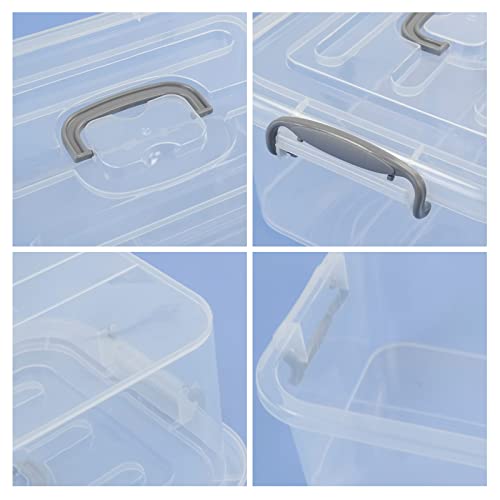 Gloreen 8 Quart Clear Latching Bin, Plastic Lidded Storage Box, 4 Packs