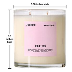 JOOCIER | Cult 33 Candle-Sandalwood, Papyrus, Leather, Cedarwood | Santal 33 Fragrance Inspired Candle 10 oz 70+ Hour Burn time Double Wick Luxury Home Fragrance Scented Candle Home décor Non Toxic