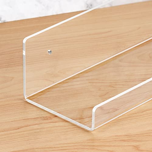 LileZbox Acrylic Clear Floating Shelves, Wall Mounted Acrylic Invisible Bookshelf,Spice Rack Organizer,Storage Shelves Display Organizer on Kids Room, Bathroom, Kitchen, Bedroom (6, 15 x 4.3 inch)