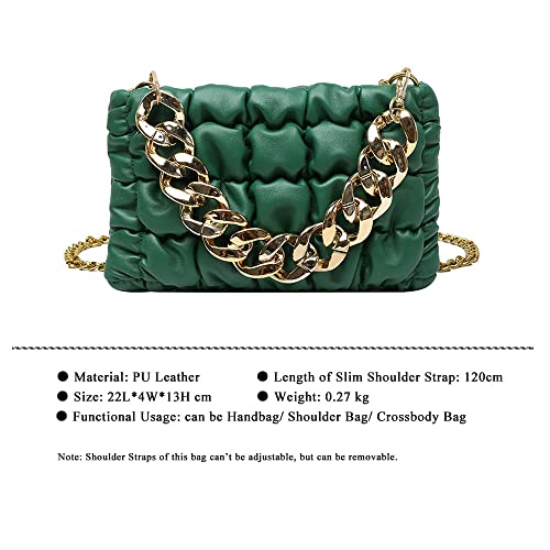 Chunky Chain Purses, KITOLTER Small Shoulder Bag Handbags Purse for Women (small, green)