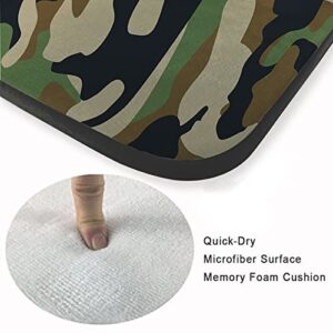 Washable Area Sponge Rug Pad for Kids Girls Bedroom Living Room Green Camouflage, Abstract Hunter Army Masking Camo Non-Slip Carpet Super Soft Extra Thick Bathroom Dorm Home Indoor Small Floor Rugs