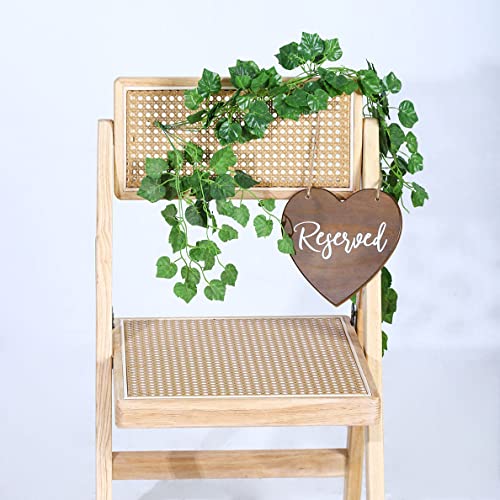 BAYSBAI Hanging Reserved Signs Pack of 4, Heart-Shaped Wooden Reserved Signs for Wedding Chairs with Jute Rope to Hang on Church Pews, Seating, Doorways, Aisles, Rows for Parties, Receptions