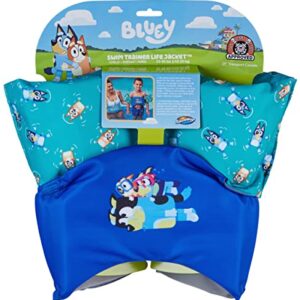 SwimWays Bluey Swim Trainer, US Coast Guard Approved Life Vest Kids Swim Vest, Arm Floaties & Life Jackets For Kids 33-55 Lbs, Bluey