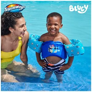 SwimWays Bluey Swim Trainer, US Coast Guard Approved Life Vest Kids Swim Vest, Arm Floaties & Life Jackets For Kids 33-55 Lbs, Bluey