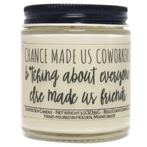 chance made us coworkers, b*tching about everyone else made us friends scented soy candle (vanilla cupcake, 3.5 oz)