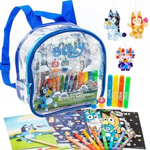 bluey ultimate activity backpack, create your own suncatchers & reveal surprise scenes, perfect for travel, road trip toy, or toddler gift bluey birthday party, great activity set for kids 3, 4, 5, 6