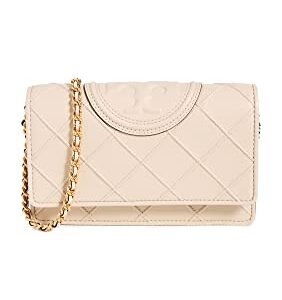 Tory Burch Women's Fleming Soft Chain Wallet, New Cream, Off White, One Size