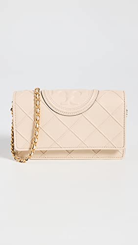 Tory Burch Women's Fleming Soft Chain Wallet, New Cream, Off White, One Size