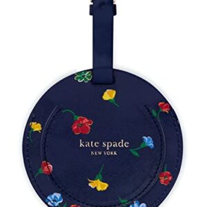 Kate Spade New York Round Vegan Leather Luggage Tag, Durable Suitcase ID Tag, Garden Toss