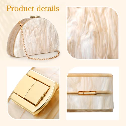 Clutch Purses Women Semicircle Evening Bag Crossbody Bag for Women Elegant Handbags for Wedding Cocktail Party Prom Banquet (Apricot)